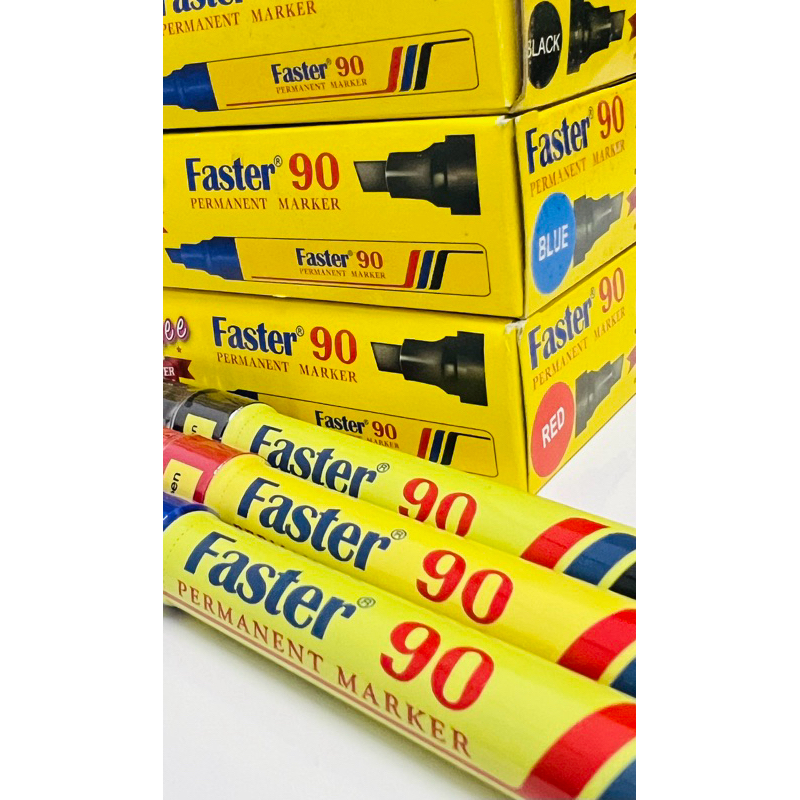 (12pcs/Box) Faster 90 Permanent Marker Pen Black/Blue/Red 马克笔90 黑色/蓝色 ...