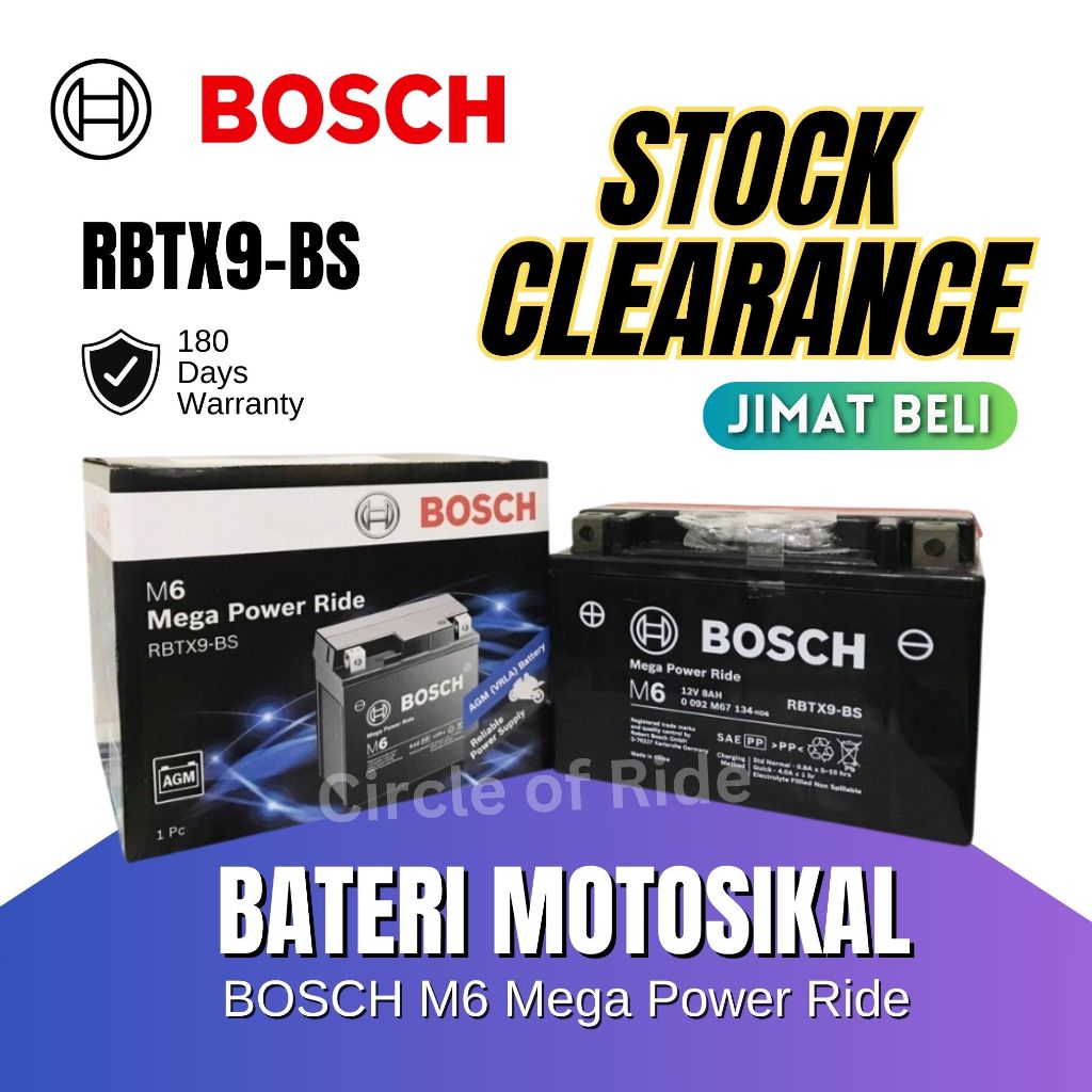 BATERI MOTOR RBTX9-BS BOSCH BATTERY M6 MEGA POWER RIDE | Shopee Malaysia