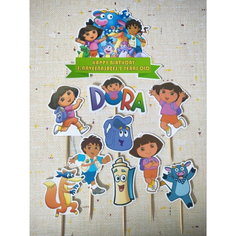 DORA THE EXPLORER CAKE TOPPER (FREE ADD NAME) | Shopee Malaysia