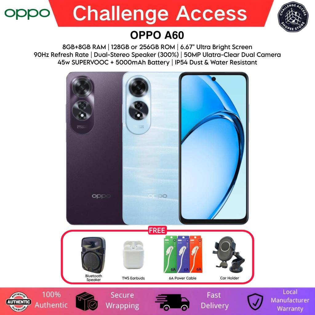 OPPO A60 16GB(8+8)RAM+256 ROM l OPPO A58 16GB(8+8)RAM+128GB ROM l NFC ...