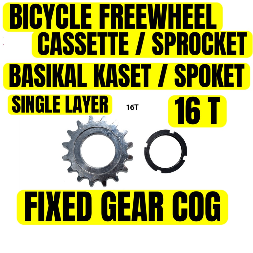 BICYCLE 16T SINGLE SPEED LAYER FIXED GEAR COG CASSETTE FREEWHEEL ...