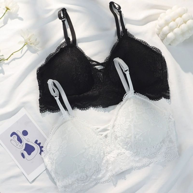 Nanoshop AB Cup Free size Lace Bra Back Closure with Pad Fit 40kg to ...
