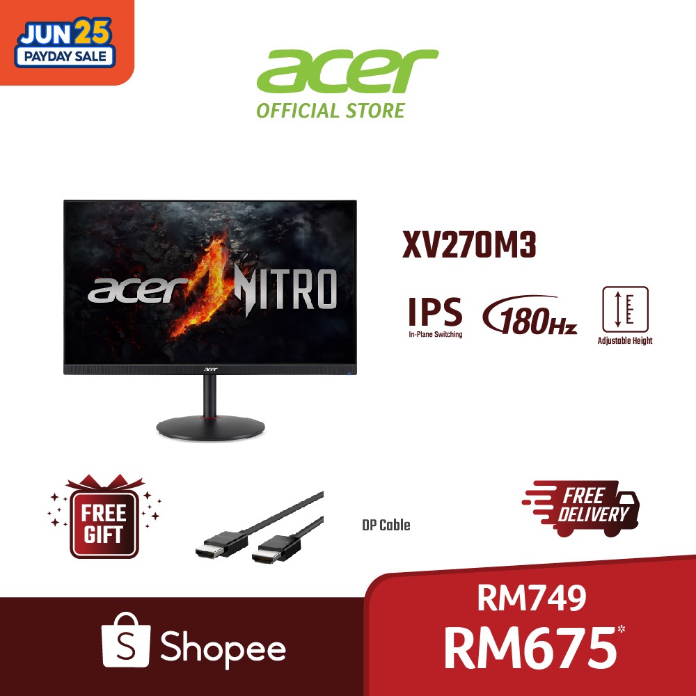 Acer Nitro XV270 M3 Gaming Monitor (27") | Shopee Malaysia