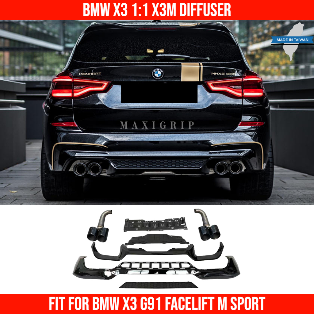 BMW G01 X3M Rear diffuser taiwan 1:1 X3M exhaust X3 bumper G01 ...