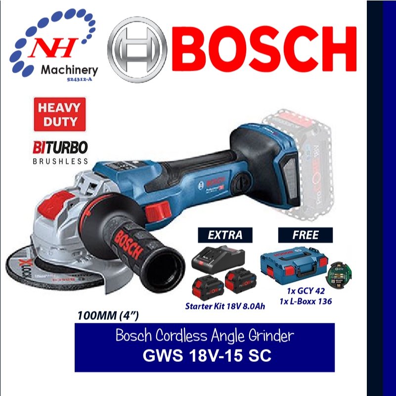 BOSCH GWS 18V-15 SC - CORDLESS ANGLE GRINDER (100MM / 4") | Shopee Malaysia
