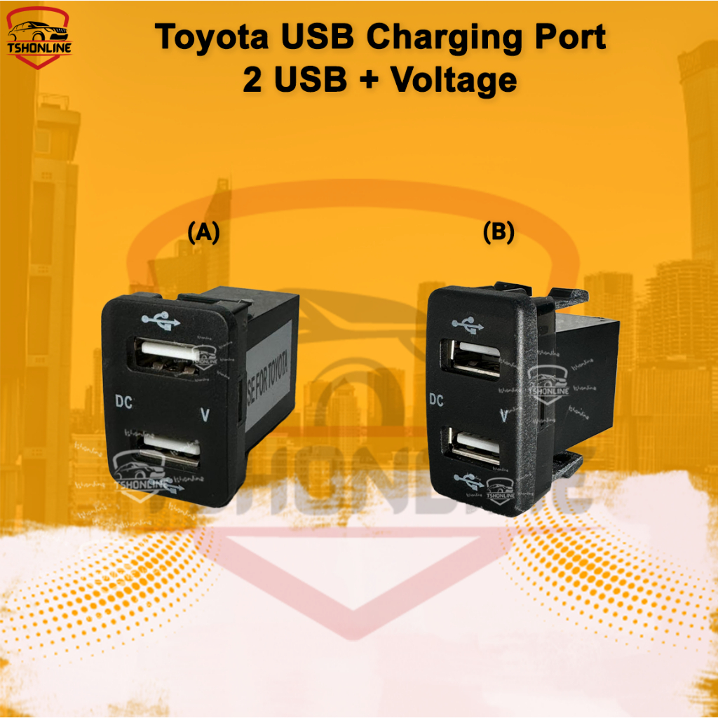 Toyota USB Port Charger Socket with Voltage Display (Blue/2 USB Port ...