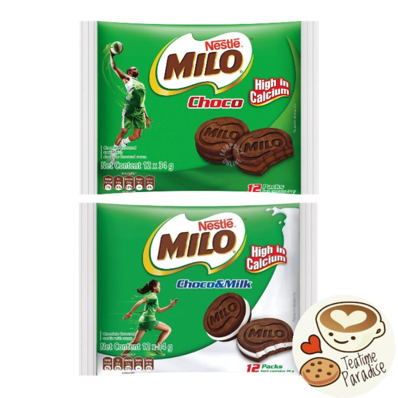 Nestle Milo Biscuit Sandwich 12 packs x 34g (Choco / Choco & Milk ...