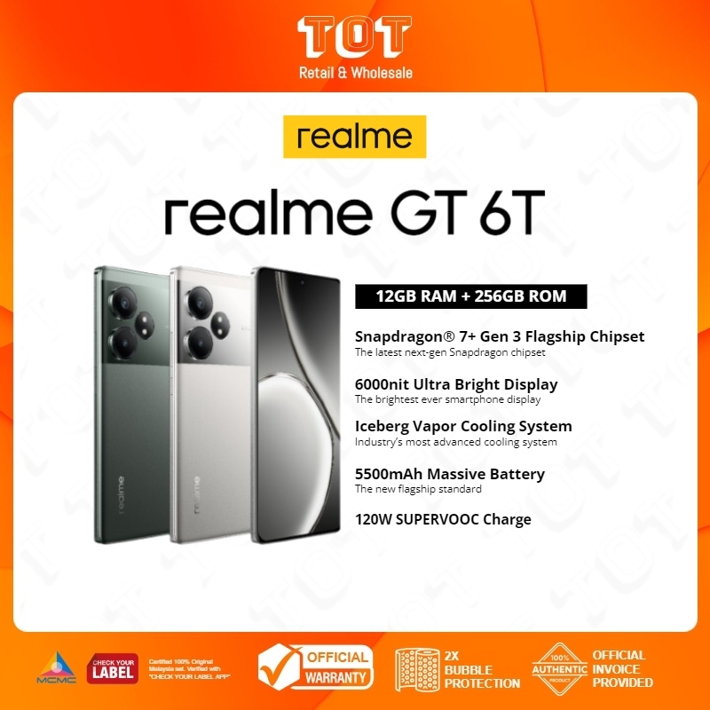 REALME GT 6T (12+256GB) 6.78" l Snapdragon® 7+ Gen 3 Flagship Chipset l 6000nit Ultra Bright ...