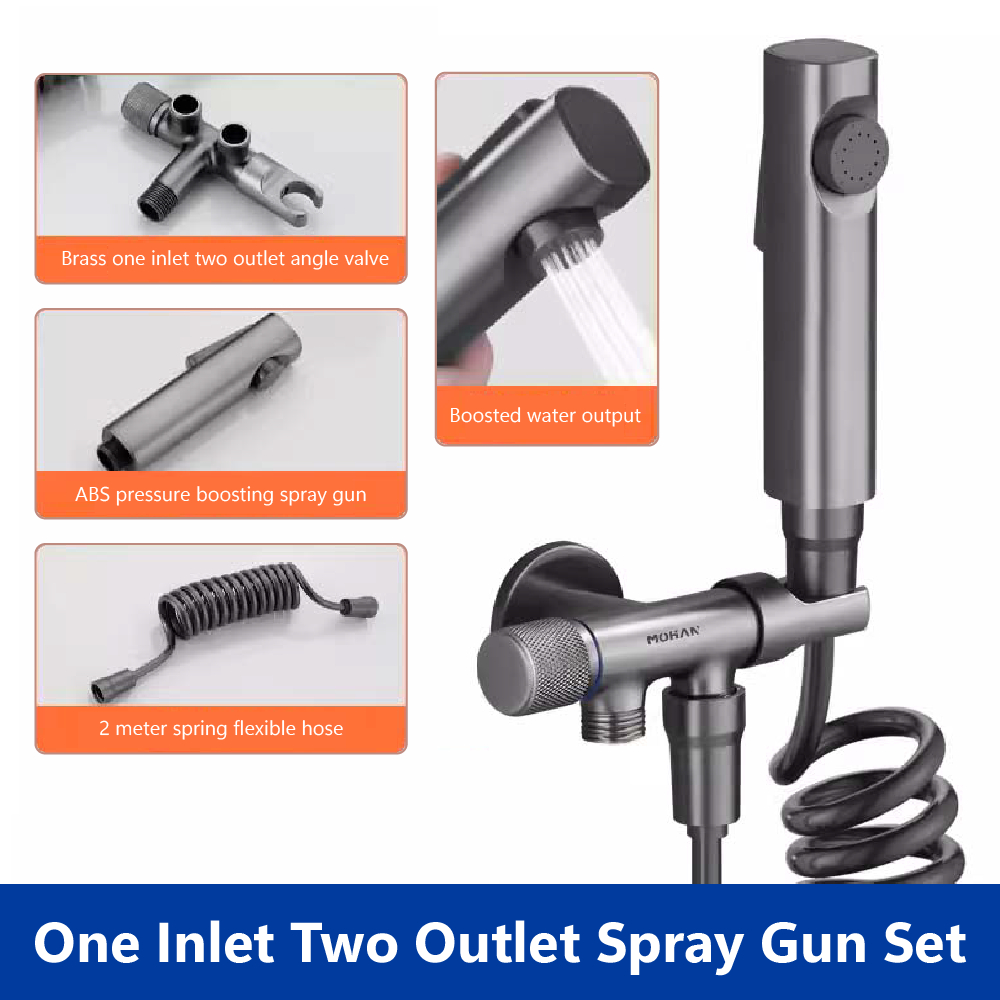 Bidet Spray Set Stainless Steel Hand Bidet Two Way Tap Faucet Bathroom ...