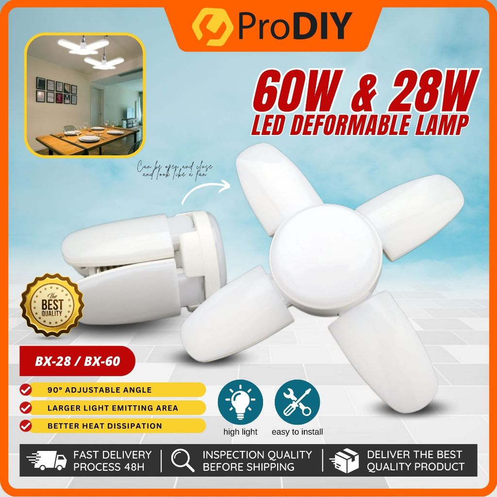 28W 60W LED Deformable Garage Lights E27 LED Ceiling Lamp For Garage ...