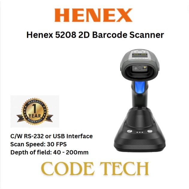 Henex 5208 2D Barcode Scanner Wireless Bluetooth scanner ID | Shopee ...