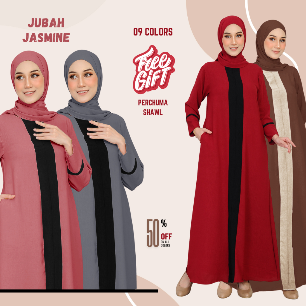JASMIN ABAYAH JUBAH WITH PERCUMAH SHWAL FREE SHWAL IRONLESS VIRAL 2024 ...