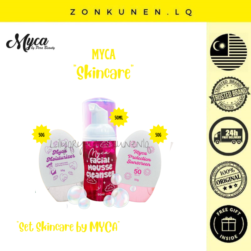 MYCA SKINCARE CLEANSER MOISTURIZER SUNSCREEN (READY STOCK KL) | Shopee ...