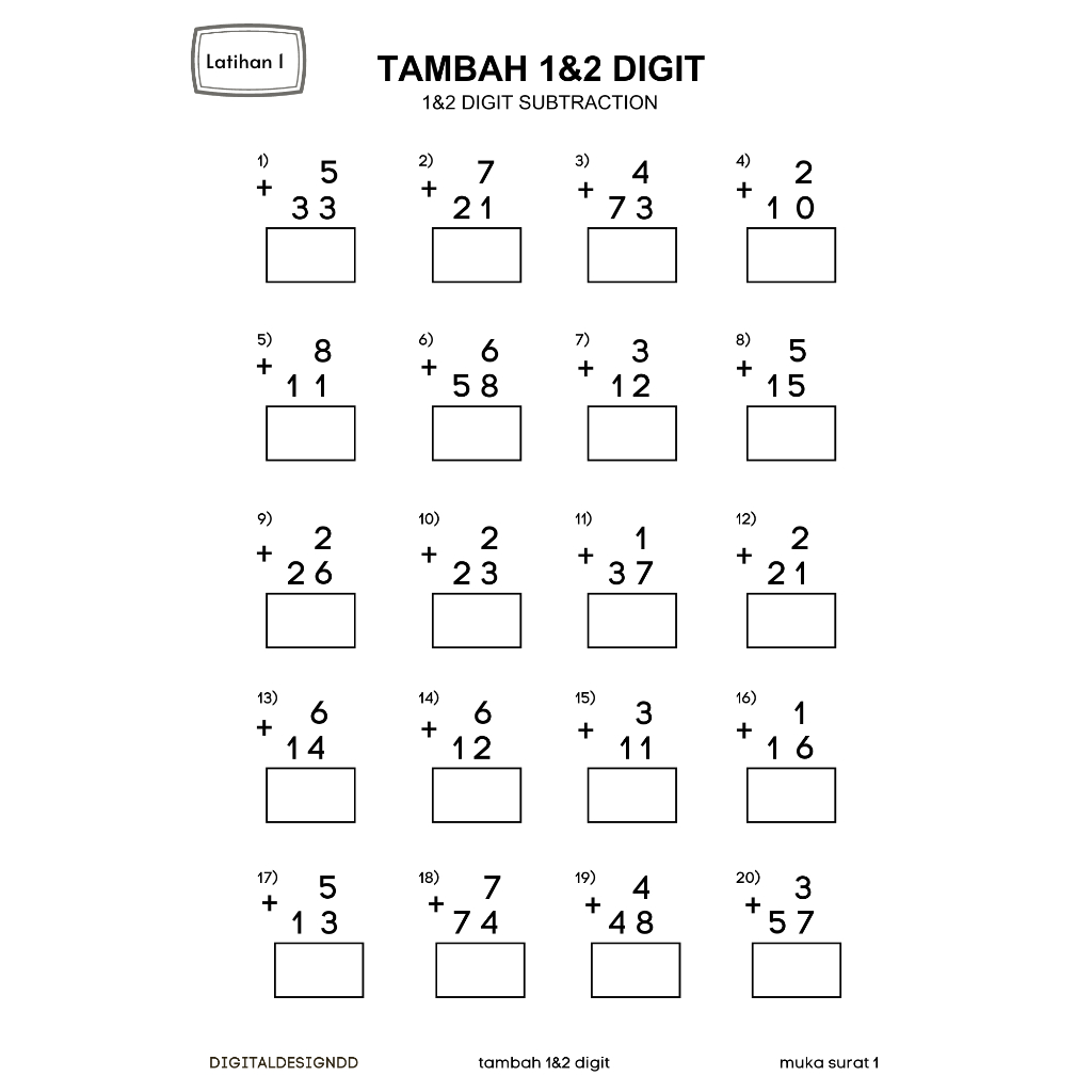 PDF Latih tubi Latihan Matematik Math Drills Mathematics Workbook tambah tolak darab bahagi ...