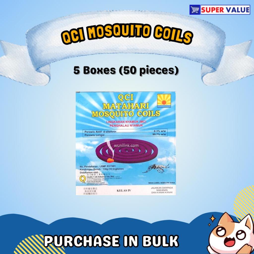 QCI Mosquito Coils 5 boxes X10's - Effective, Safe, Long-Lasting ...