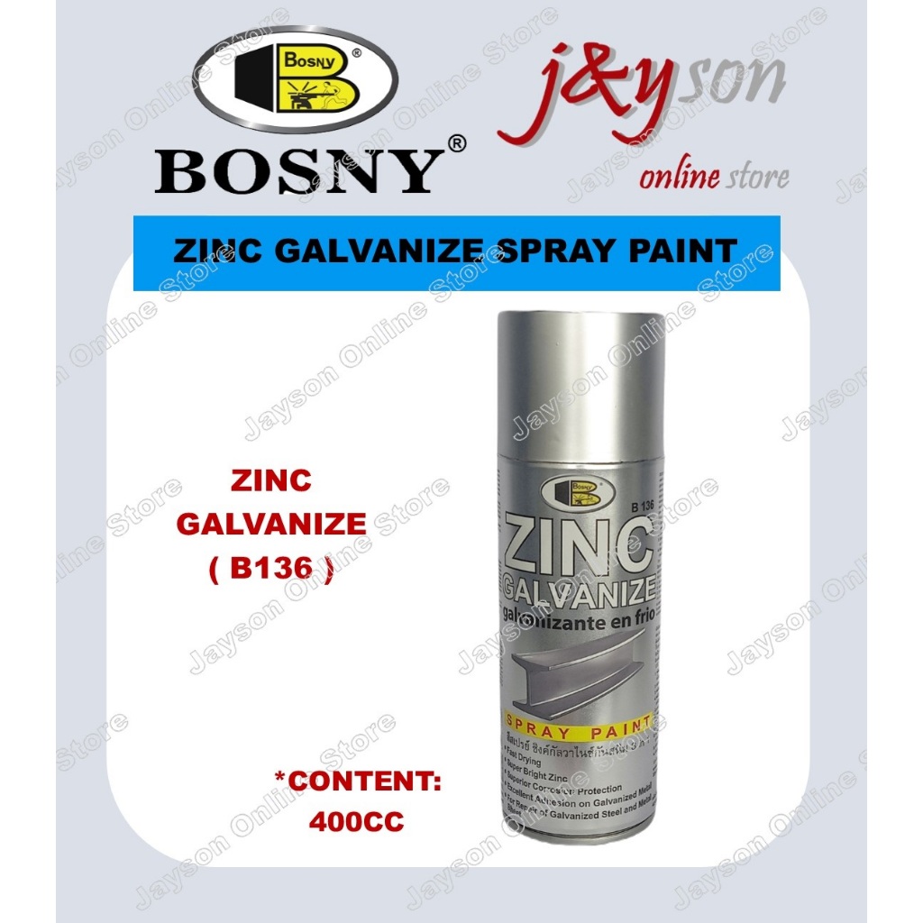 BOSNY Zinc Galvanize B136 Spray Paint (Only in West Malaysia) 400cc ...