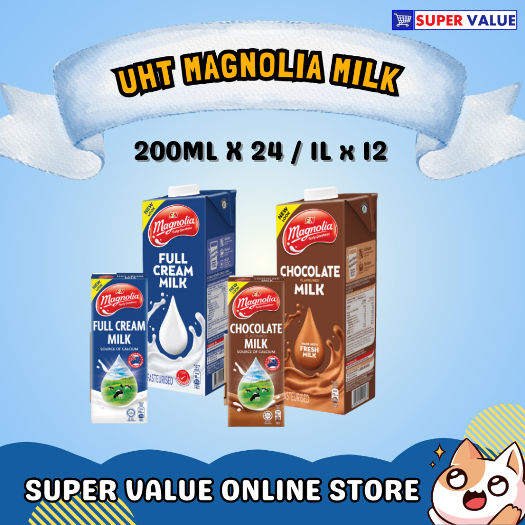 F&N Magnolia UHT Milk Series Full Cream - 1L x 12, 200ml x 24 Carton ...