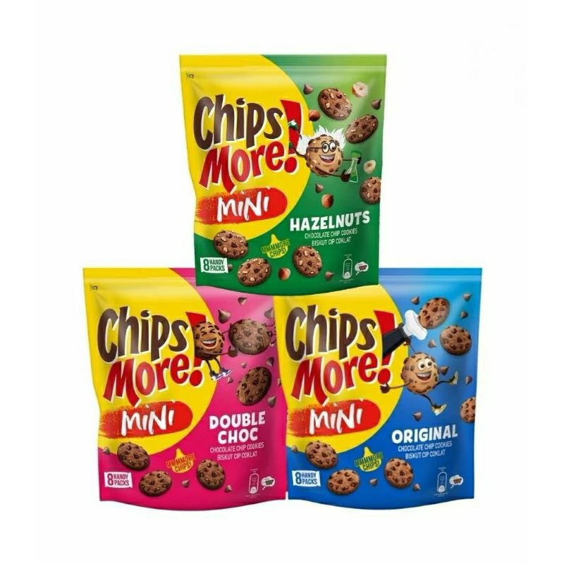 【PROMO🎉】 ChipsMore Mini Multipack Original/Double Choc/Hazelnut Chocolate Chip Cookies ( 8 x 24g ...
