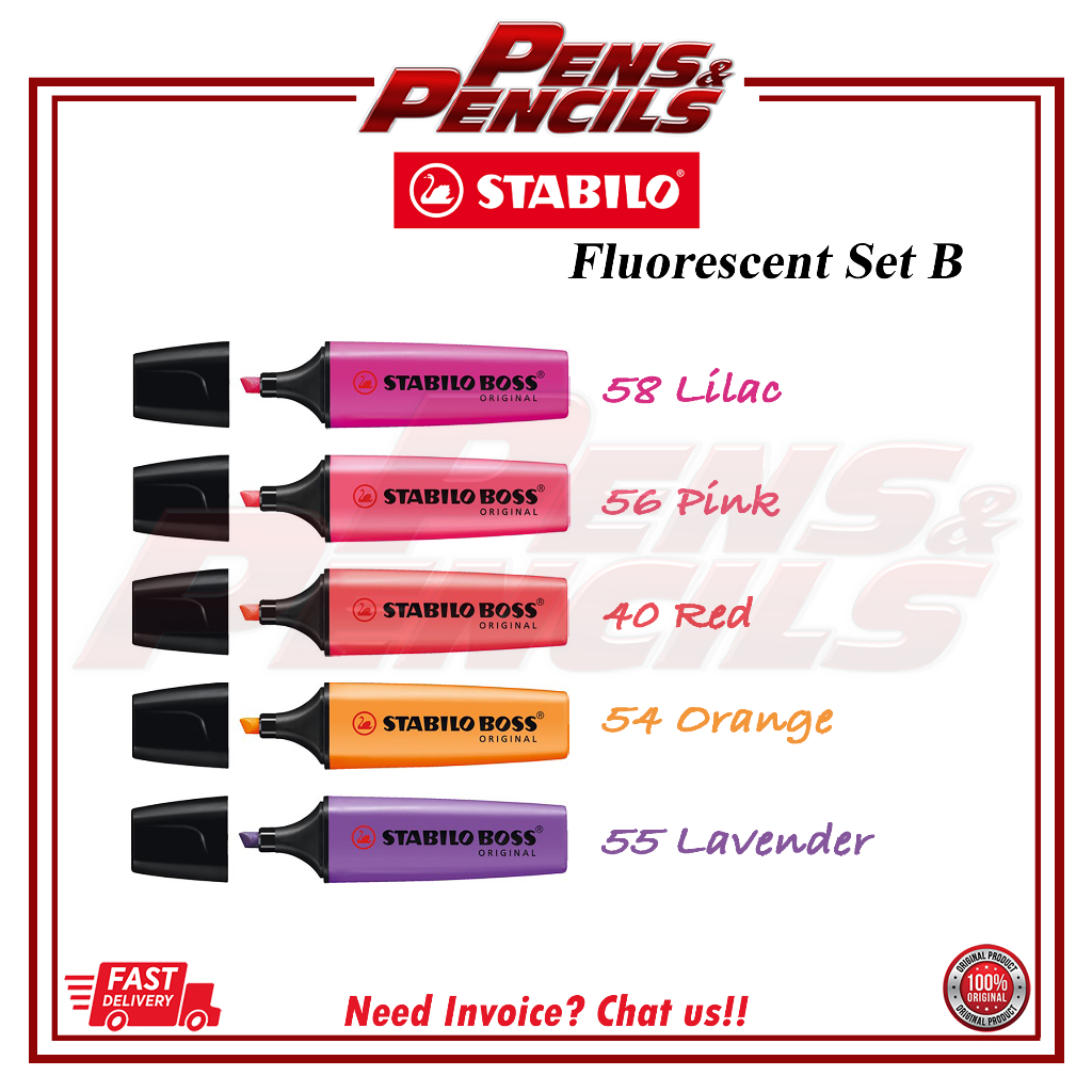 STABILO BOSS ORIGINAL Fluorescent Pastel Highlighter and Text Marker ...