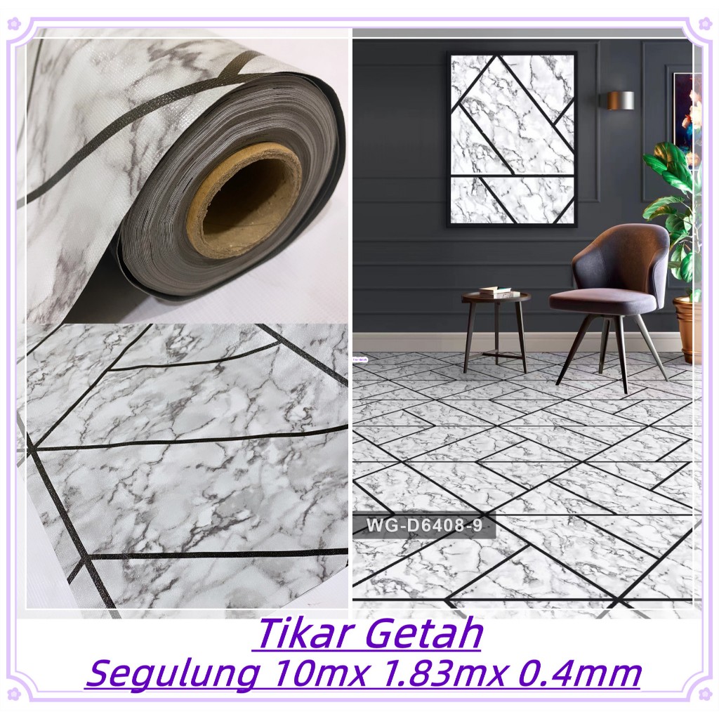itop Baru Colak Tikar Getah 10m x 1.83m (6 kaki) Tebal 0.4mm Tebal PVC Vinyl Carpet Flooring Rug ...