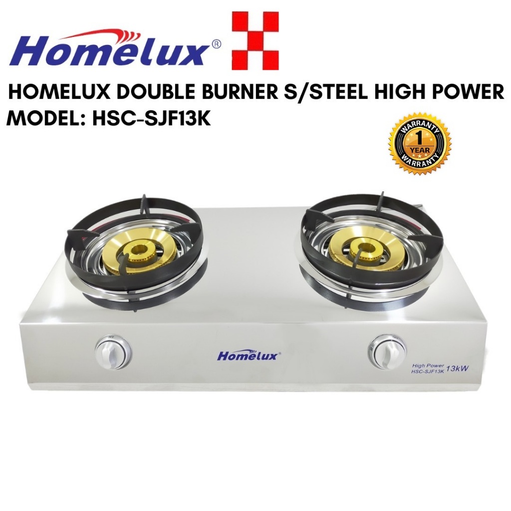 Homelux High Power 6.5kW x 2 Double Burner Gas Stove Stainless Steel ...