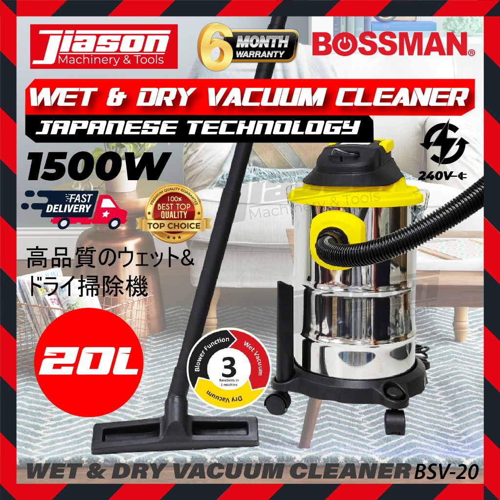 BOSSMAN BSV-20 / BSV20 3IN1 20L Wet & Dry Vacuum Cleaner 1500W | Shopee ...