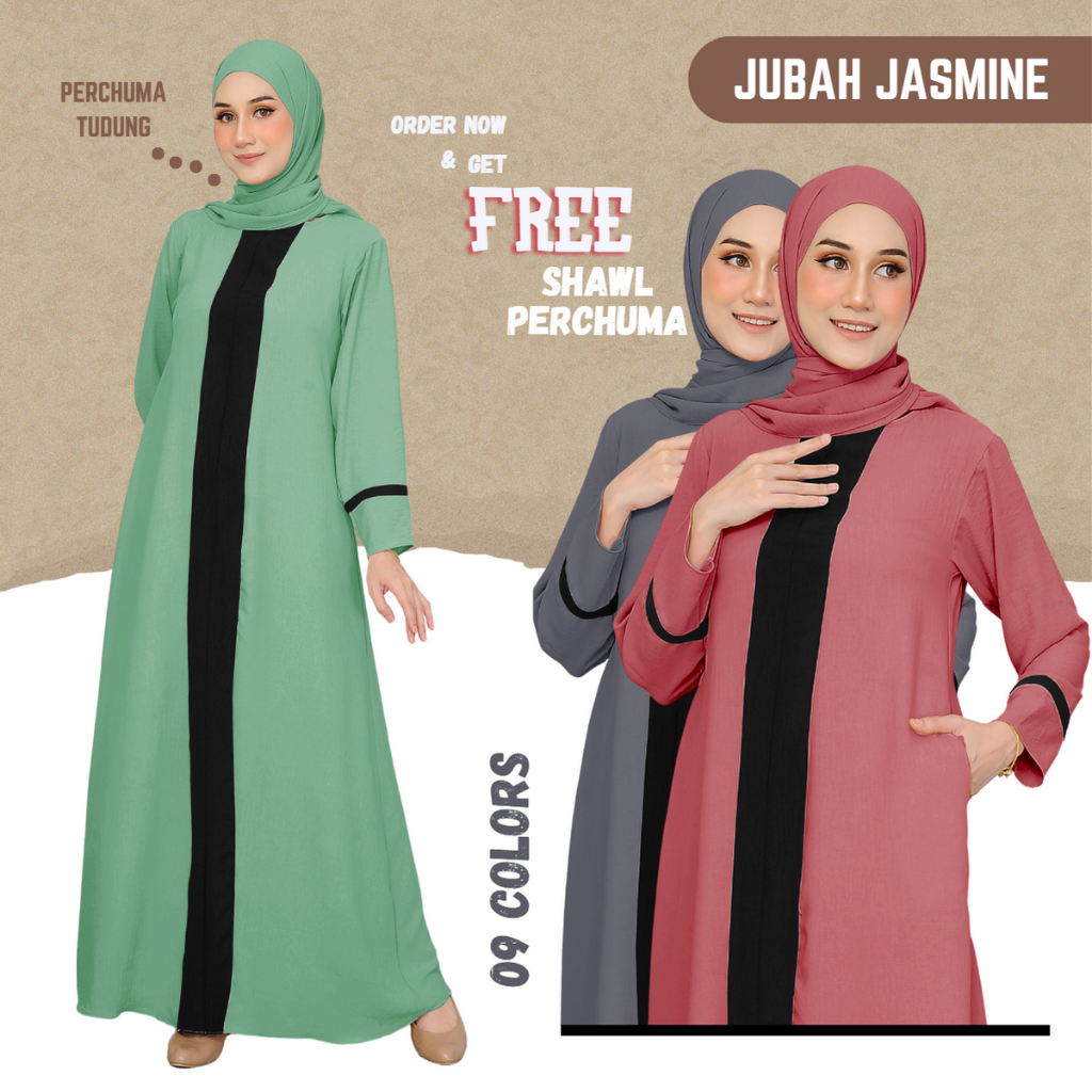 JASMIN ABAYAH JUBAH WITH PERCUMAH SHWAL FREE SHWAL IRONLESS VIRAL 2024 ...