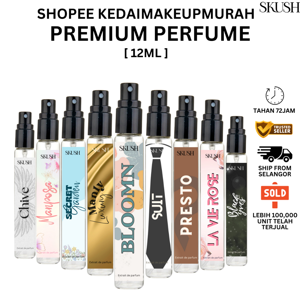 [ SKUSH PERFUME PREMIUM ] 12ml Perfume Pewangi Basan Minyak Wangi Tahan ...