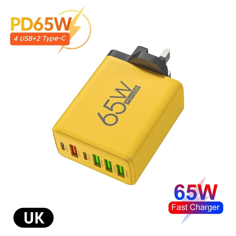 65w Fast Charger 6USB QC3.0 Fast Charging Adapter With Cable Quick Charger For Ip Samsung Huawei ...