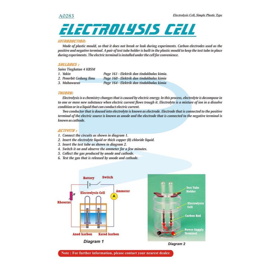 Electrolysis cell for school activity | Shopee Malaysia