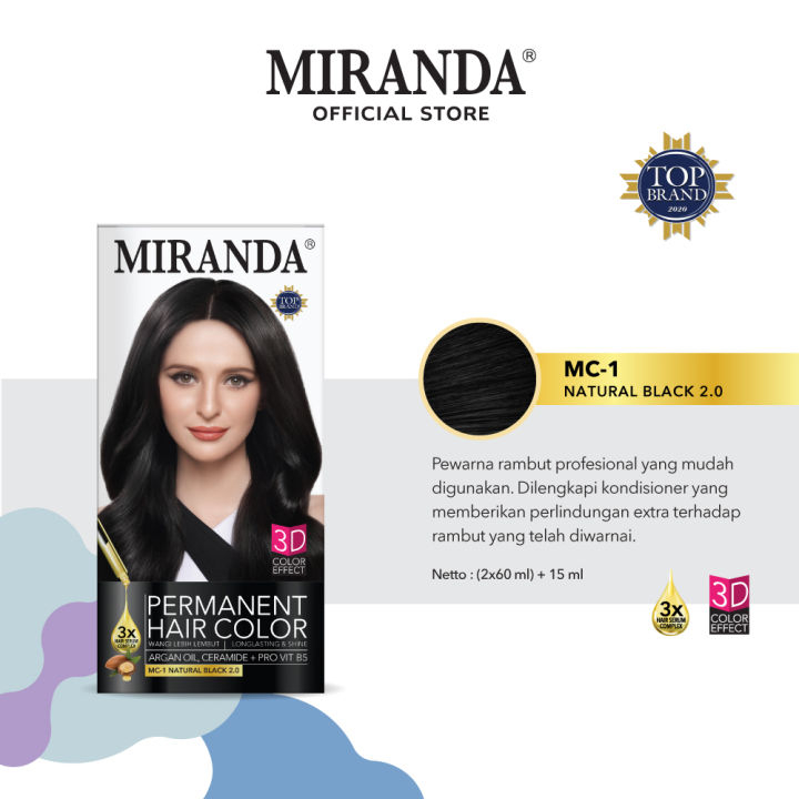 Pewarna Rambut Miranda Hair Color - Semir Rambut (30mlx2)+10ml Packing Baharu Mc - 1 Natural ...
