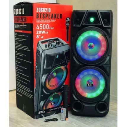 Portable Karaoke Speaker ZQS8210 Rechargeable Wireless Double 8 Inch Bt Popular Music Sound ...