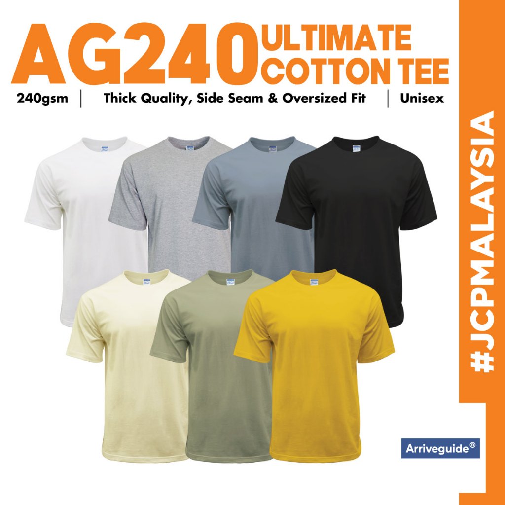 JCP x ARRIVE GUIDE Ultimate Cotton 240gsm Oversized T-Shirt Unisex Siro ...