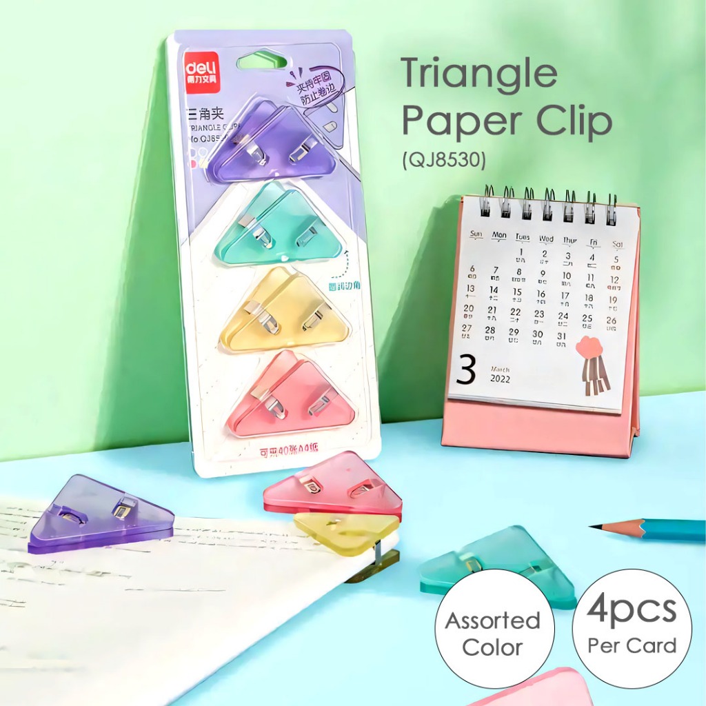 Deli Triangle Clips (QJ8530) Plastic Corner Index Clamp Edge Binder ...