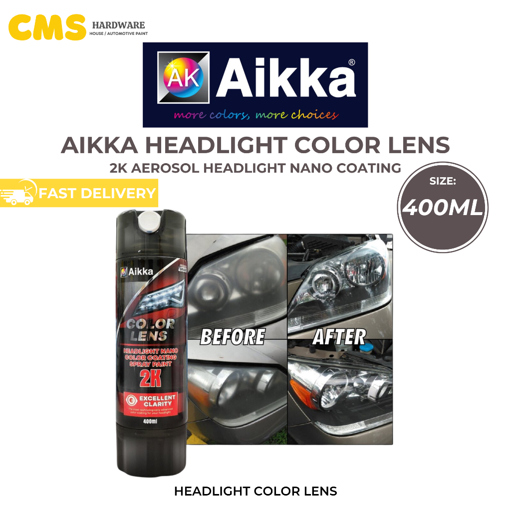 AIKKA 2K Headlight Colour Lens Headlamp Nano Coating Aerosol Spray ...