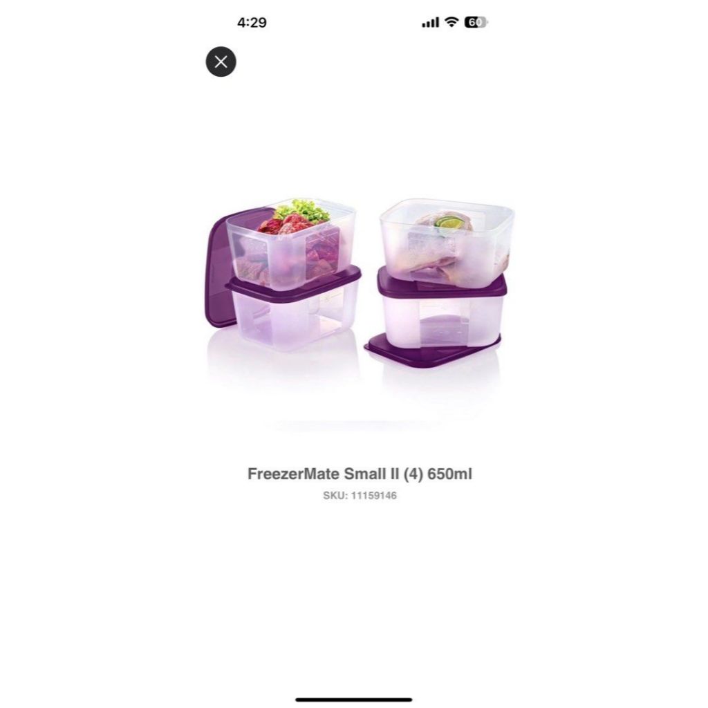 TUPPERWARE FREEZER MATE SMALL II - 650ML - (1 PCS) | Shopee Malaysia