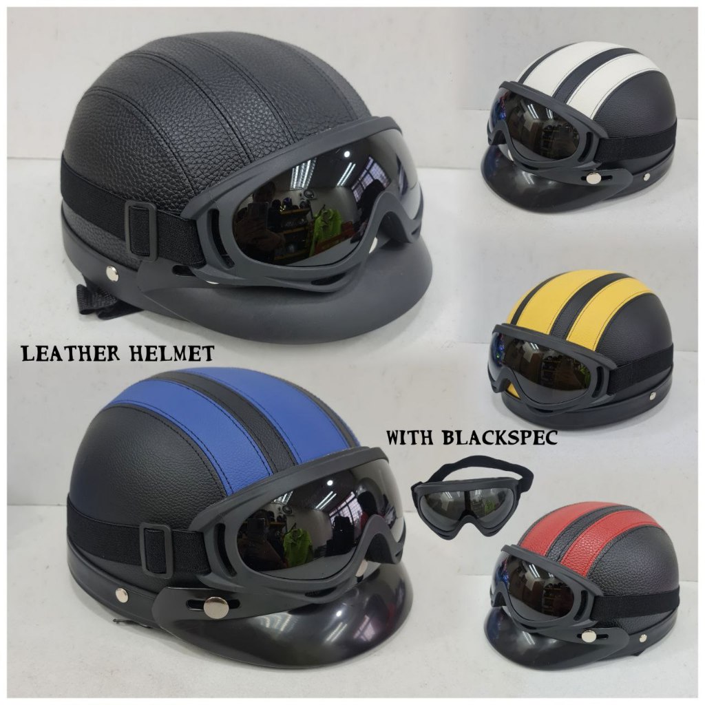 Half Helmet Leather Kura Kura Half Steng Motorcycle Leather Topi ...