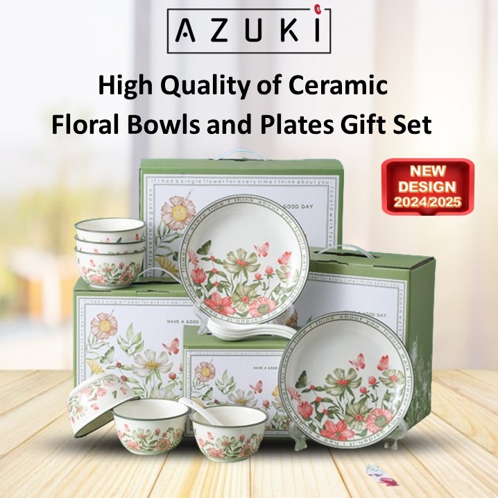 AZUKI Ceramic Dinnerware Gift Set With Box Bowl Set Mangkuk Pinggan ...