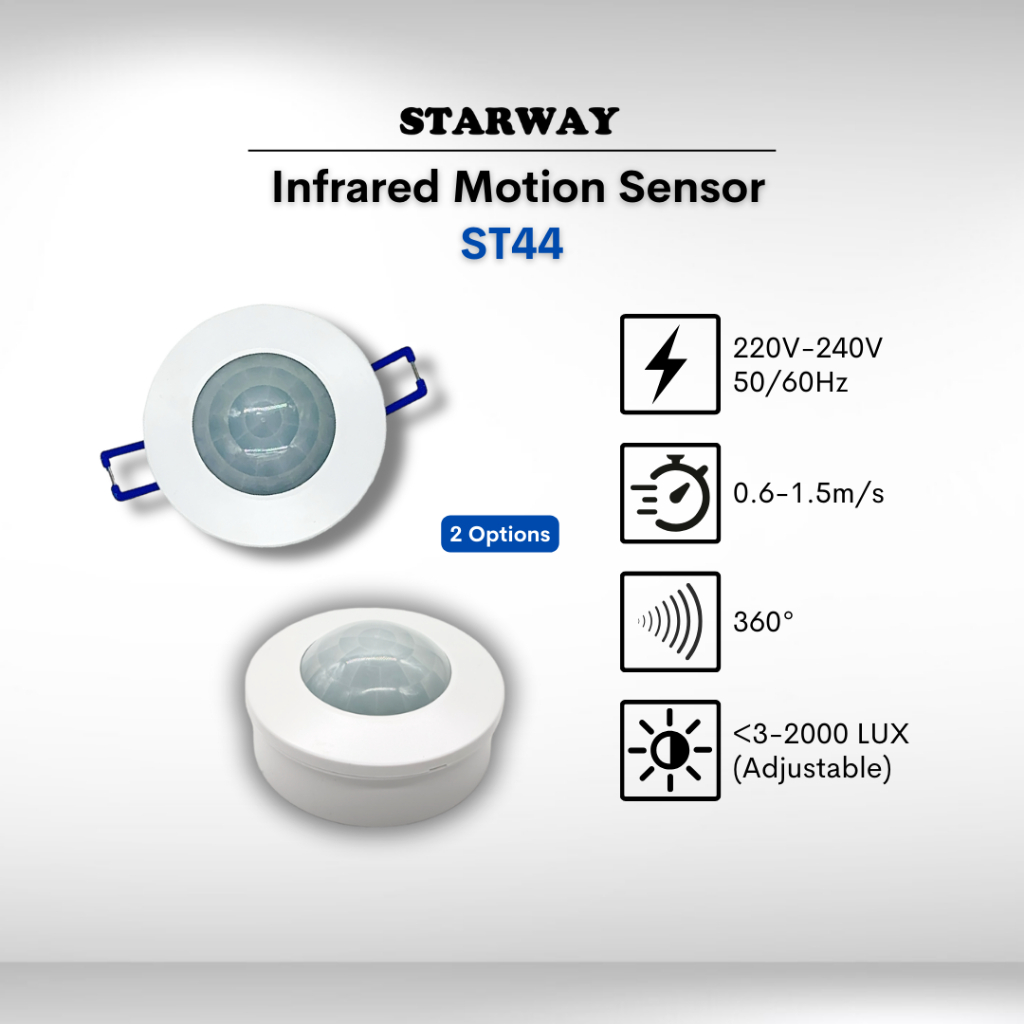STARWAY PIR Infrared Motion Sensor Detector with 360 Degree Detection ...