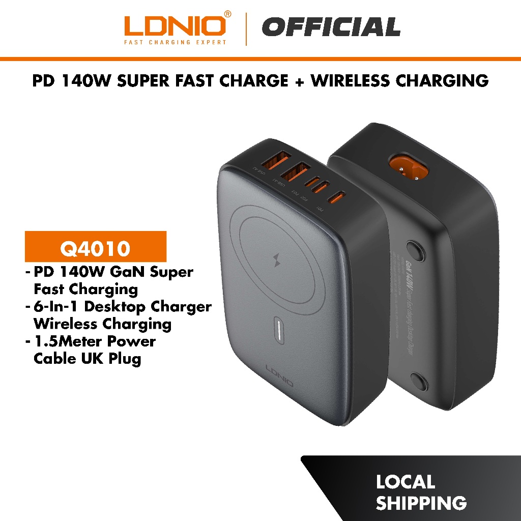 LDNIO Q4010 PD Super Fast Charge + Wireless Support Laptop Tablet ...