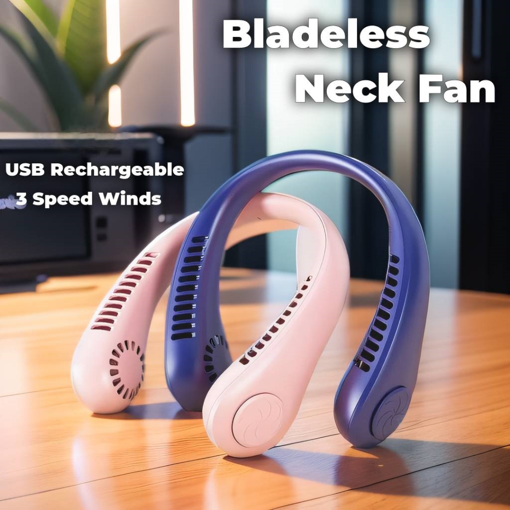 Rechargeable Neck Fan Portable Mini Fan For Neck 360° Surrounding Air ...
