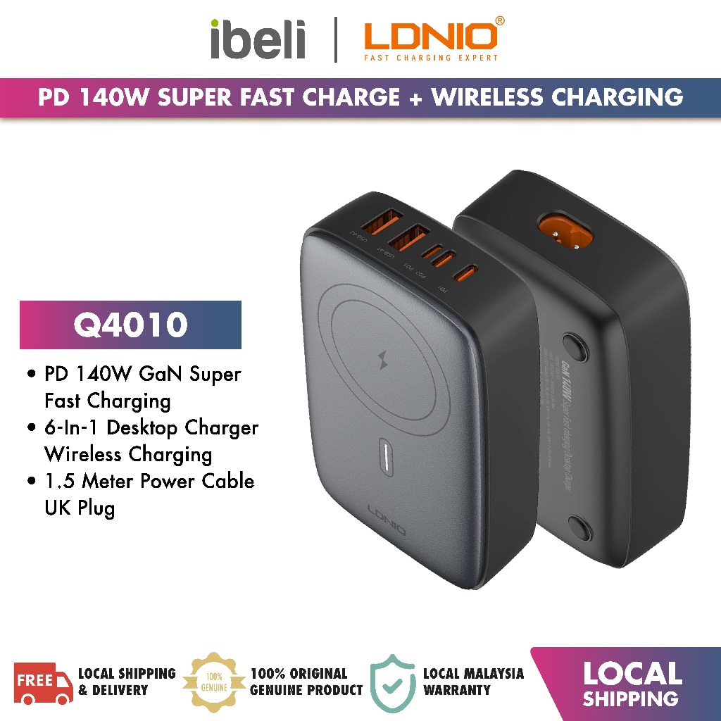 LDNIO PD 140W SUPER FAST CHARGE + WIRELESS CHARGING, MULTIPORT DESKTOP ...