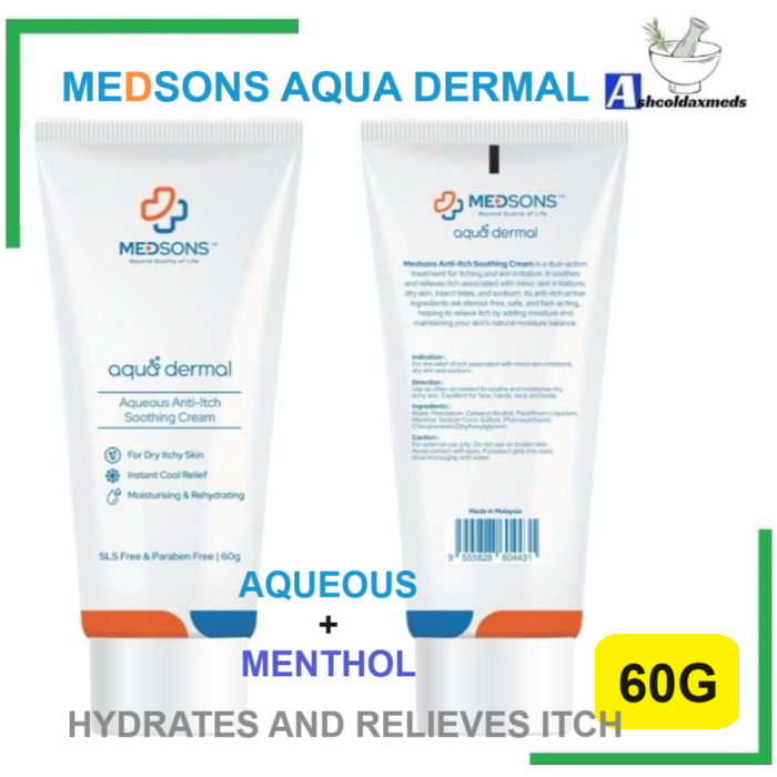 MEDSONS AQUA DERMAL AQUEOUS ANTI-ITCH SOOTHING CREAM 60G ( SUU BALM ...