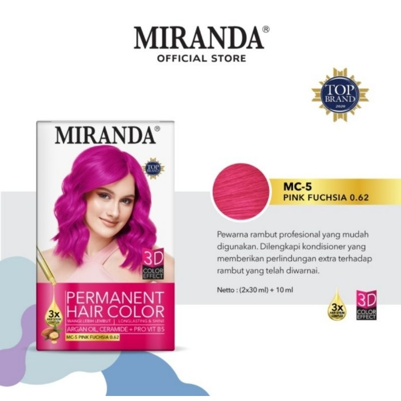 Pewarna Rambut Miranda Hair Color - Semir Rambut (30mlx2)+10ml Packing ...