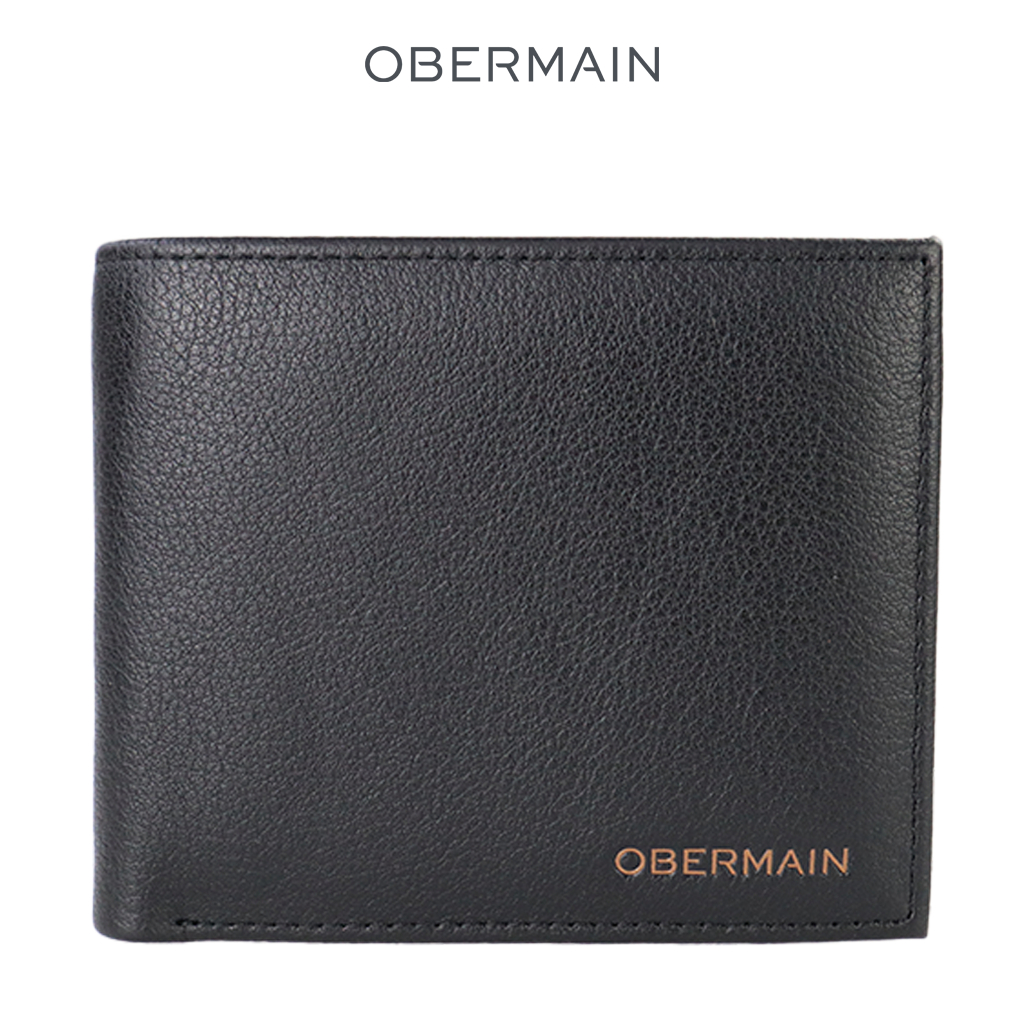 OBERMAIN Short Wallet w/ Coin Compartment / Genuine Leather / Black ...