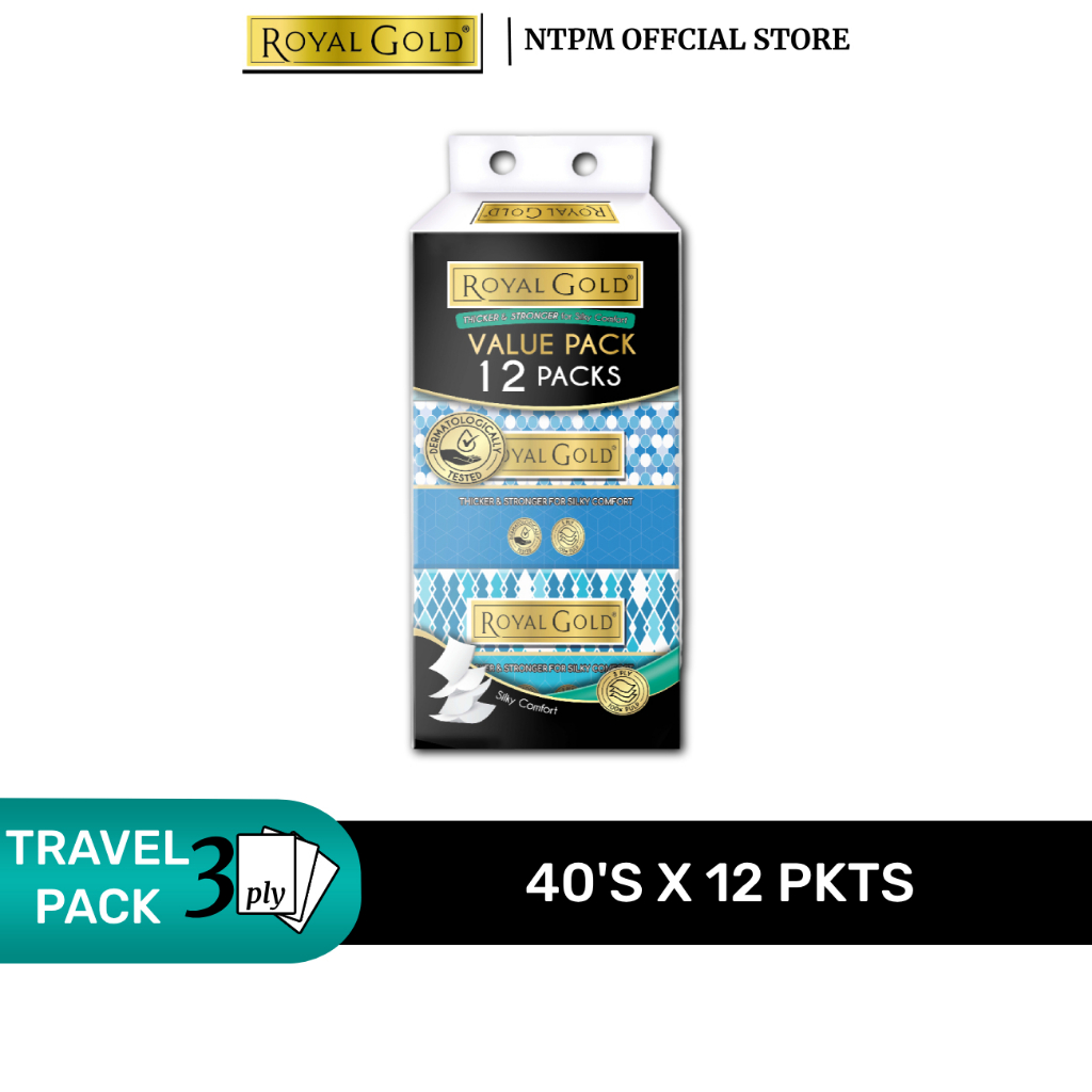 Royal Gold Luxurious Travel pack 3 Ply (40's x 12 packets) | Shopee ...