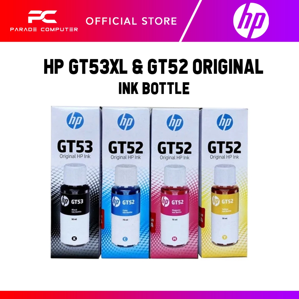 HP GT53XL BLACK & GT52 [C/M/Y] ORIGINAL INK BOTTLE (WITH BOX) | Shopee ...