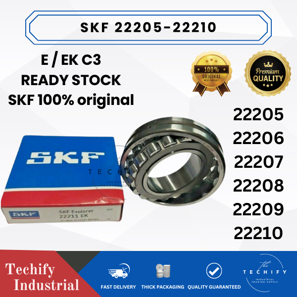 SKF 22205 22206 22207 22208 22209 22210 E / EK C3 Spherical Roller ...