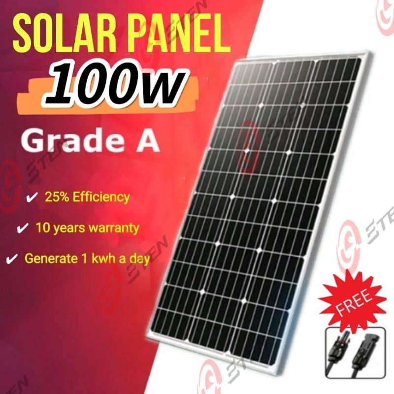 [Grade A] Solar Panel 100W Monocrystalline 18V【 Solar Panel 100watt ...