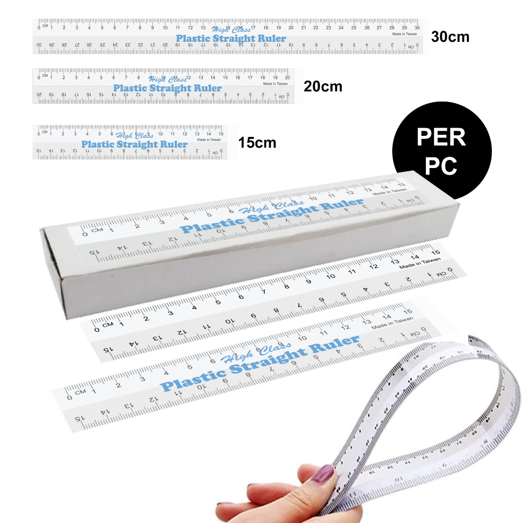 PLASTIC TRANSPARENT STRAIGHT RULER 15cm / 20cm / 30cm (3 TYPE CAN ...